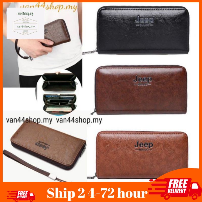 Ready Stock Men Long Wallet Jeep Pu Leather Men Card Wallet | Shopee ...
