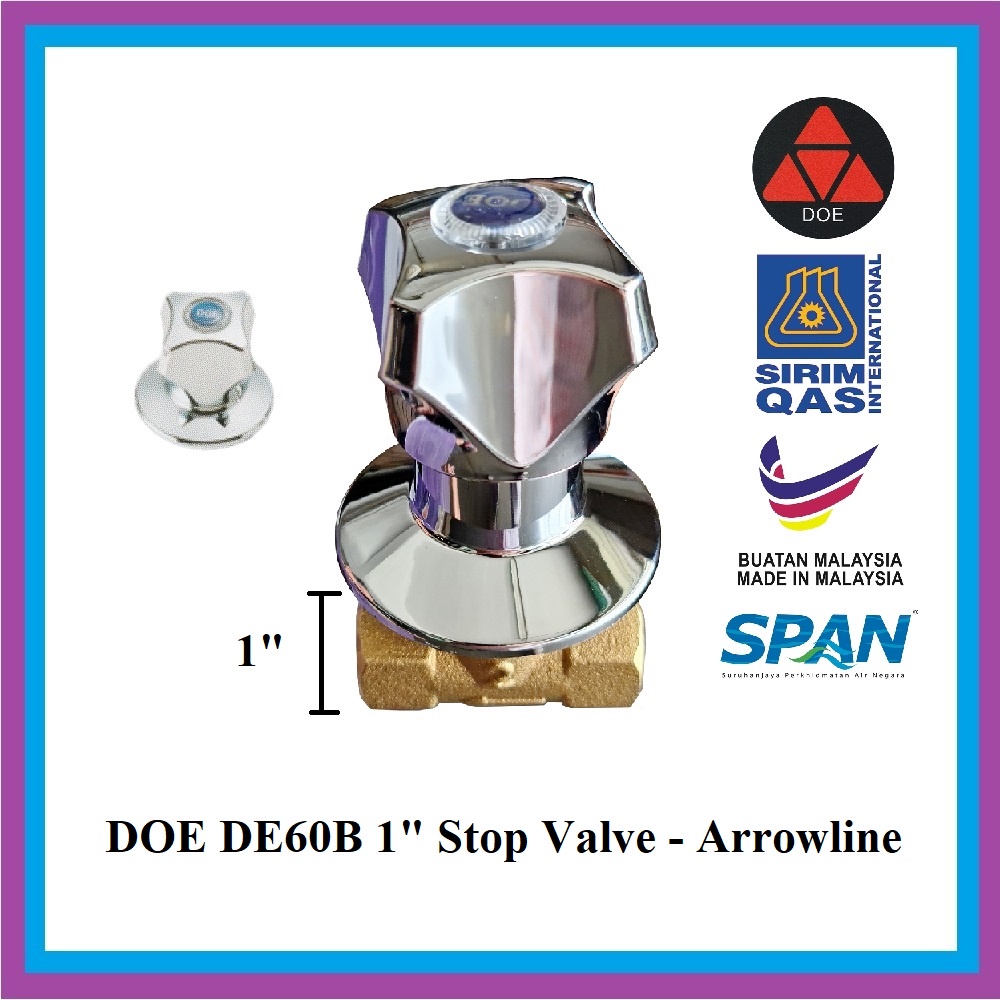 DOE Basic DE60B 1" Wall Flanged Stopcock with ABS Arrowline Handle ...