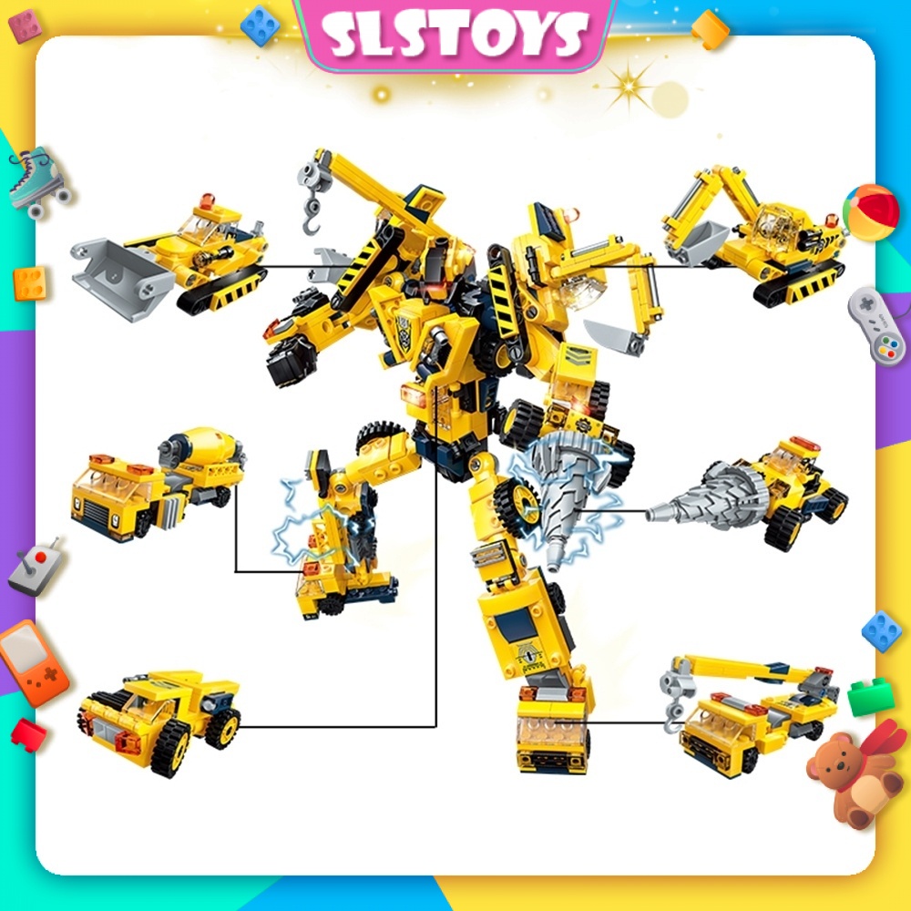 Qman Brick 1417 [6 IN 1] Set Engineering Car Vehicles Transform Robot The Legend of Chariot ...