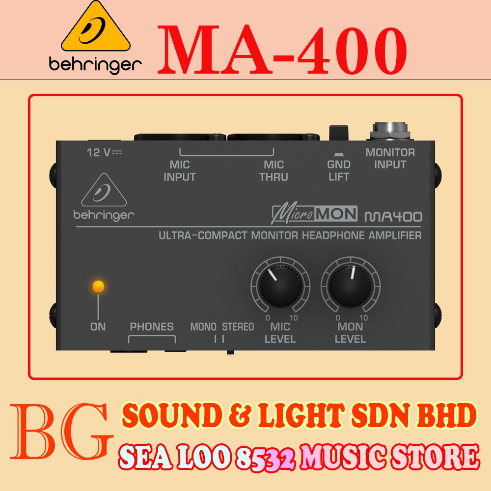 BEHRINGER MA400 / MA-400 ULTRA COMPACT MONITOR HEADPHONE AMPLIFIER ...
