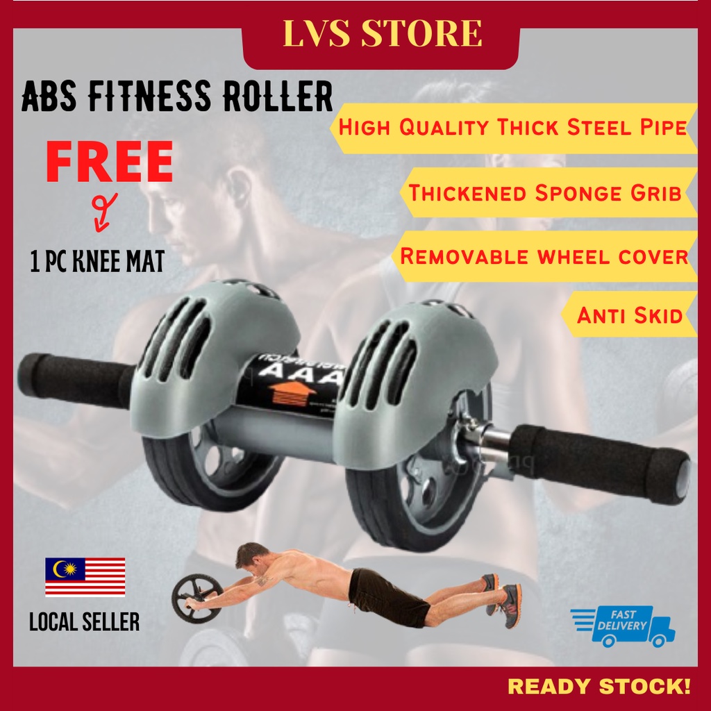 🔥READY STOCK🔥ABS Roller Fitness Dual Wheel Stable Power Stretch Roller ...