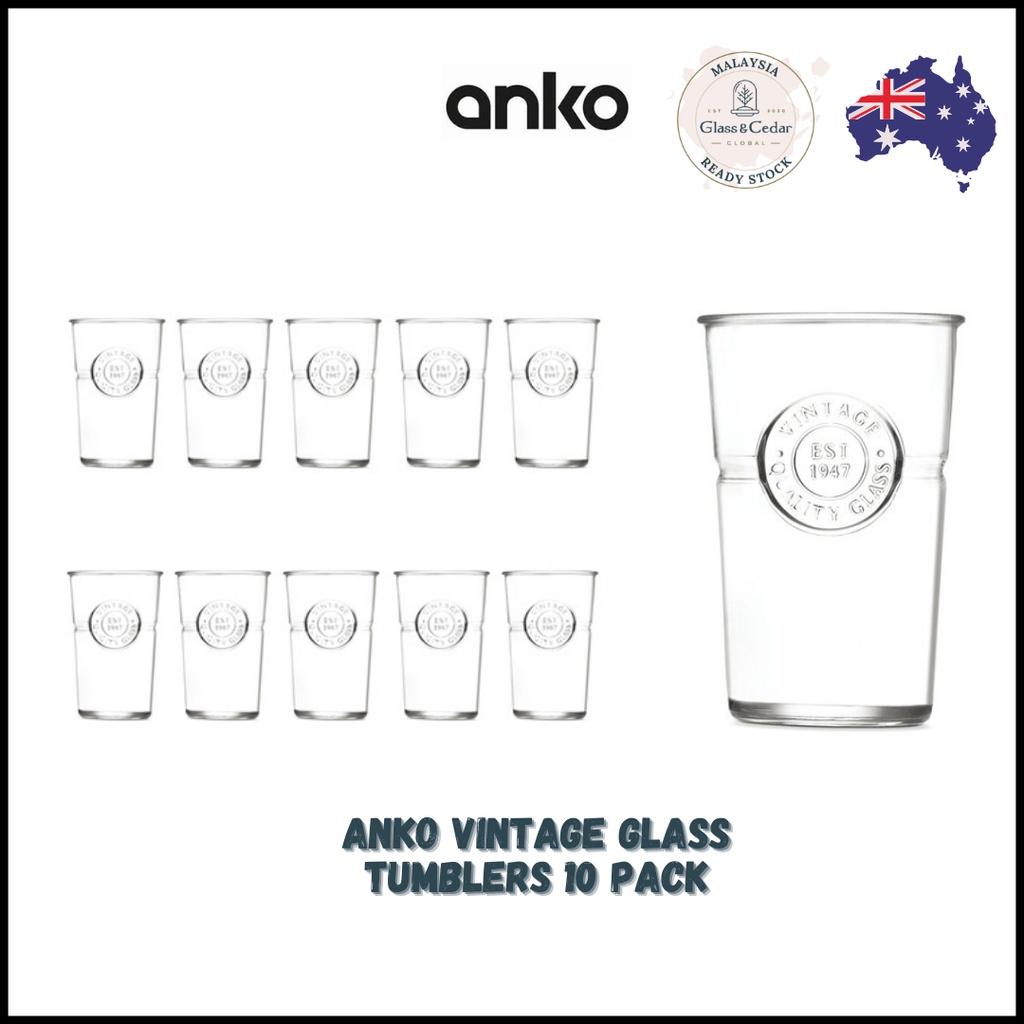 (IMPORTED 🇦🇺) ANKO Vintage Glass Tumblers 330ml x 10pcs | Shopee Malaysia