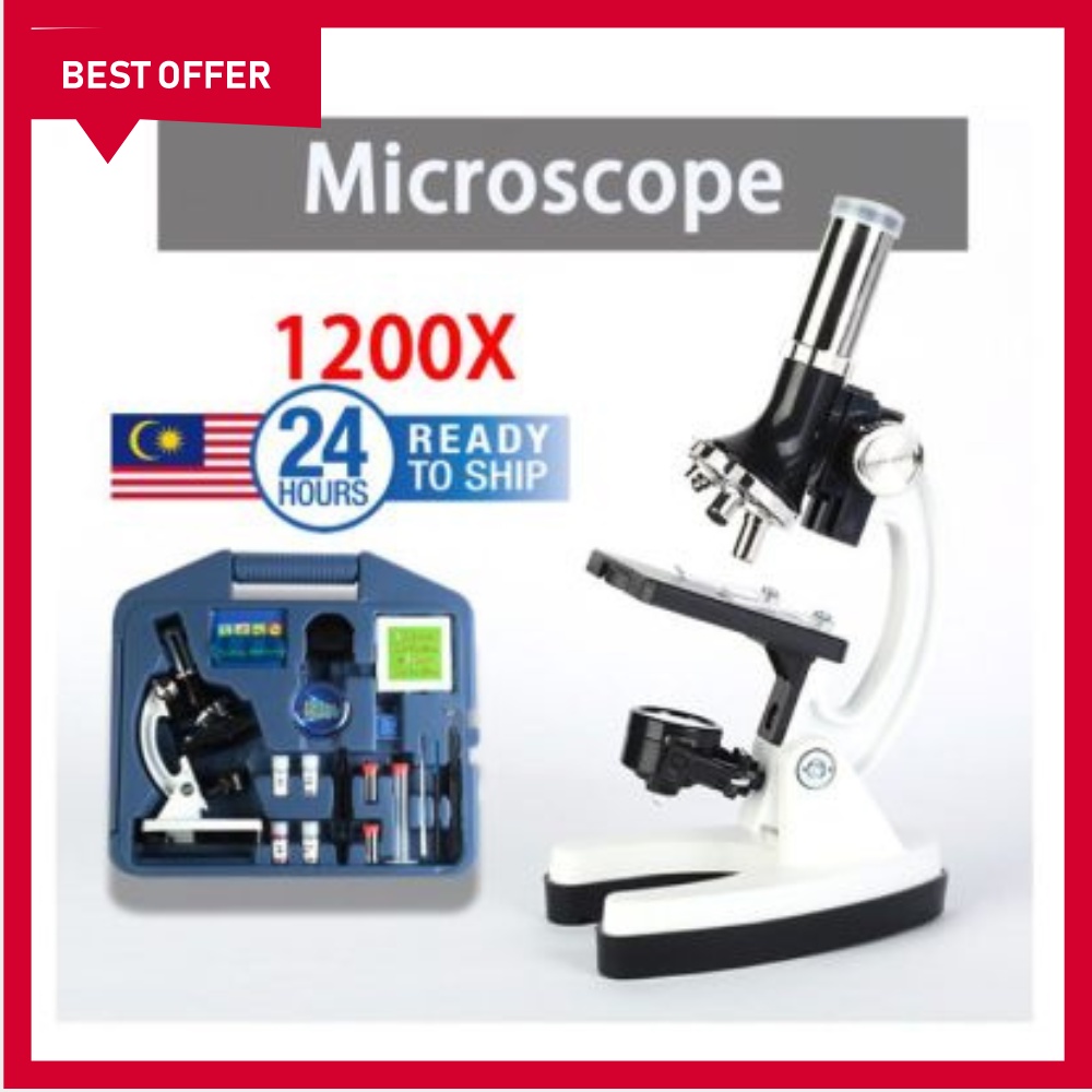 [ READY STOCK + FREE SLIDES] 1200X Beginner Microscope Set with ...