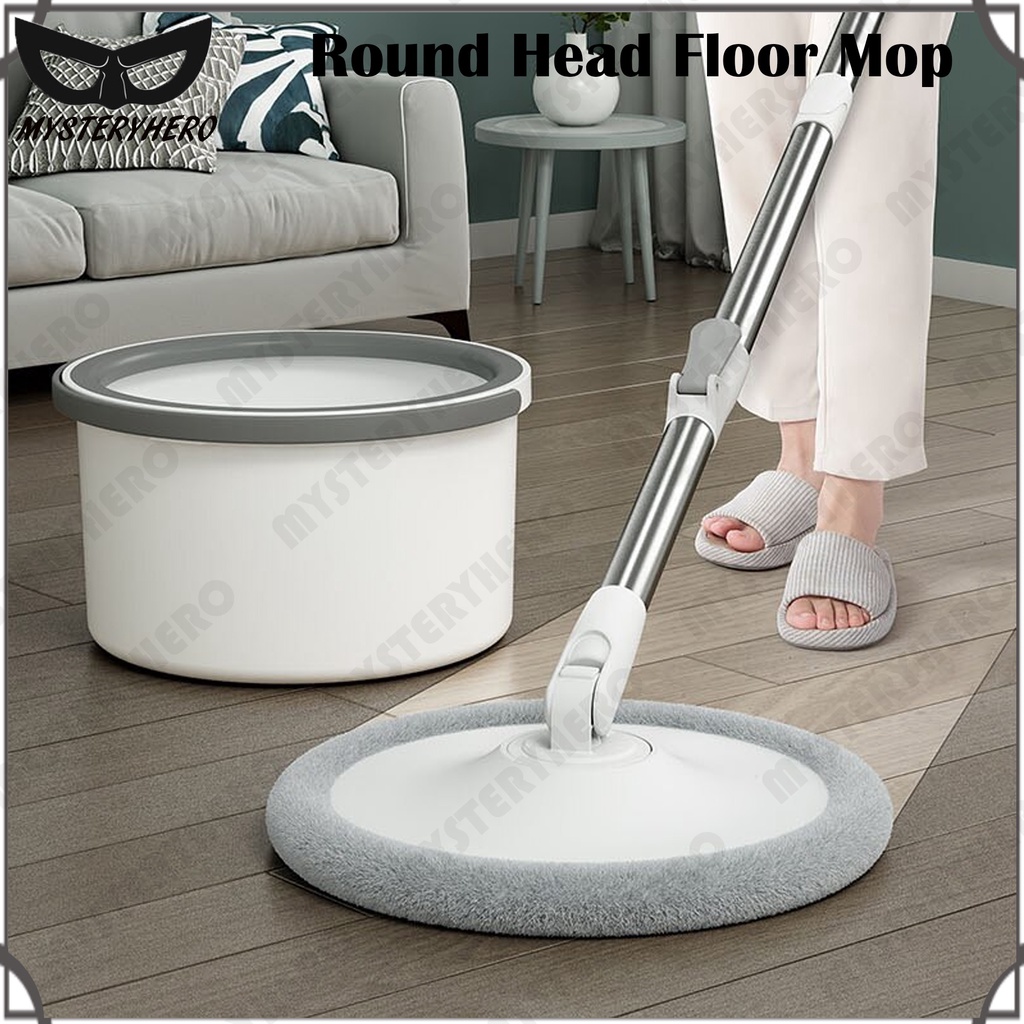 MysteryHero Spin Mop Flat Mop Round Head Floor Mop Microfiber Cloth Mop ...