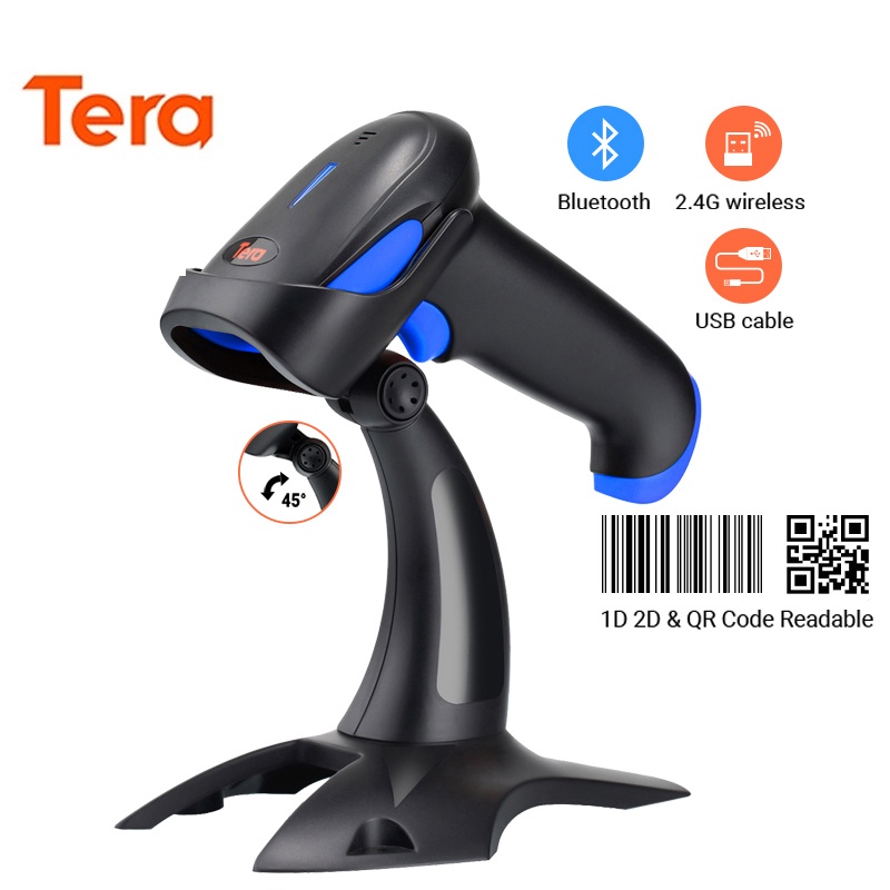 Tera 2D QR Code Wireless Barcode Scanner with Stand Bluetooth & 2.4G ...