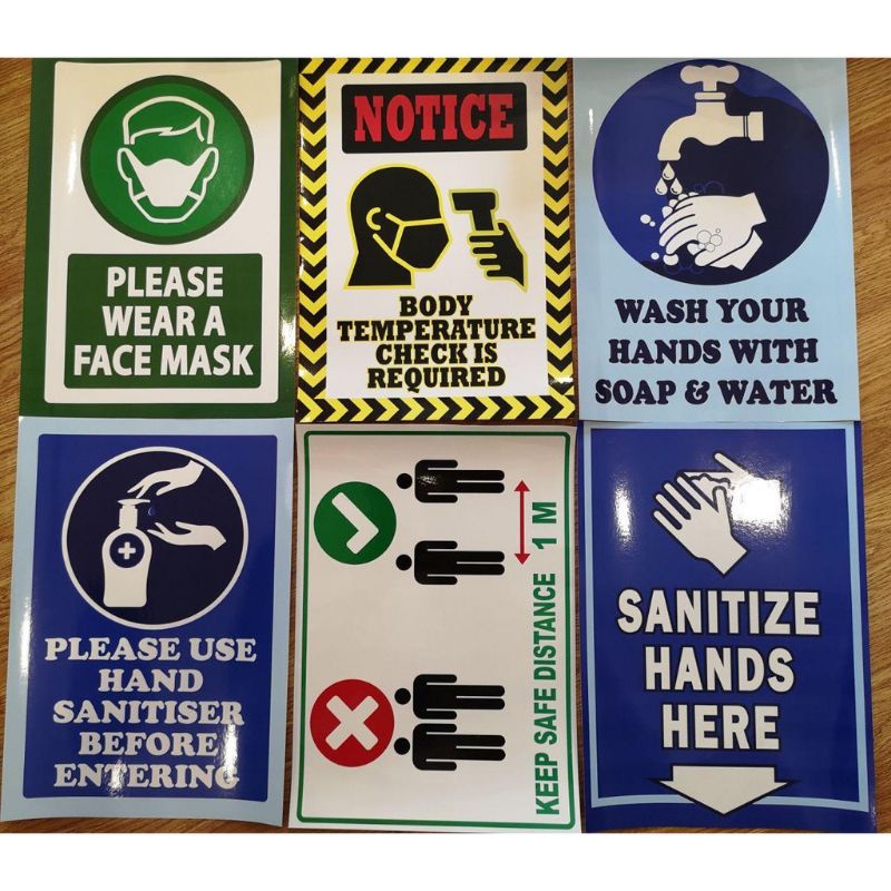 Covid19 - Prevention And Safety Sign Sticker (Waterproof) | Shopee Malaysia