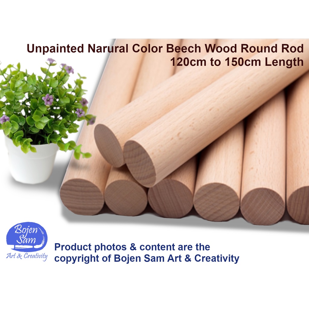 120cm 150cm Length Round Cylinder Beech Wood (榉木) Rods Sticks for ...