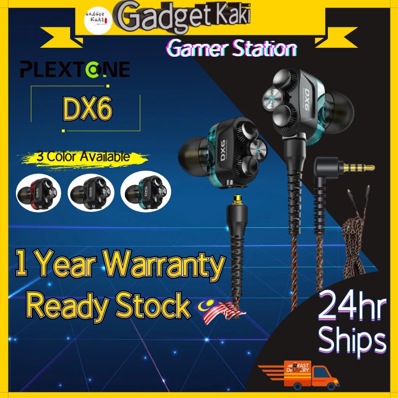 Headphone games Earplugs wireless 💥 READY STOCK 💥Plextone DX6 3 Hybrid Drivers Detach Earphone ...