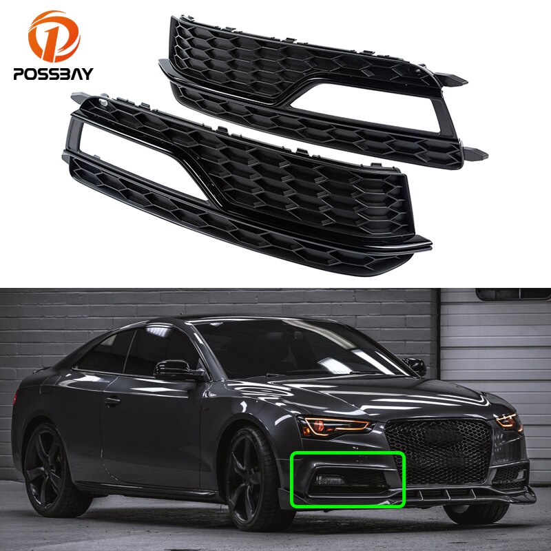 Car Front Bumper Lower Fog Lights Grille Lamp Grill Cover Trim for AUDI ...