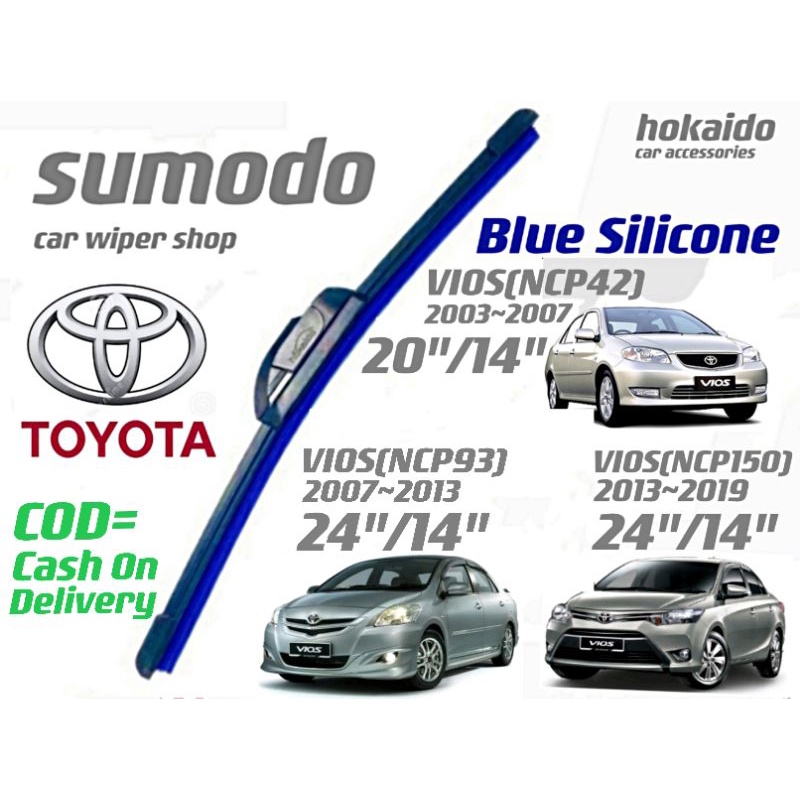 Toyota Vios Silicone Wiper (NCP42/NCP93/NCP150) 1Pair(2Pcs) Sumodo Car ...