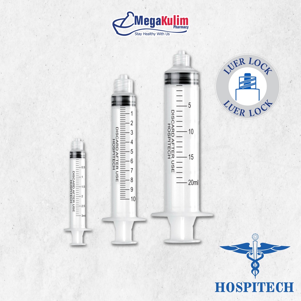 Hospitech Disposable Syringe Luer Lock (3mL / 10mL / 20mL) | Shopee Malaysia