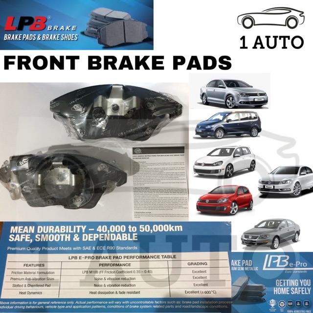 LPB e-PRO SEMI METALLIC FRONT BRAKE PAD VW GOLF Mk5 Mk6 JETTA PASSAT CC ...