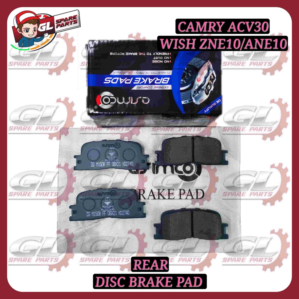 TOYOTA WISH ZNE10 ANE10 CAMRY ACV30 DISC BRAKE PAD (REAR)(ASIMCO ...
