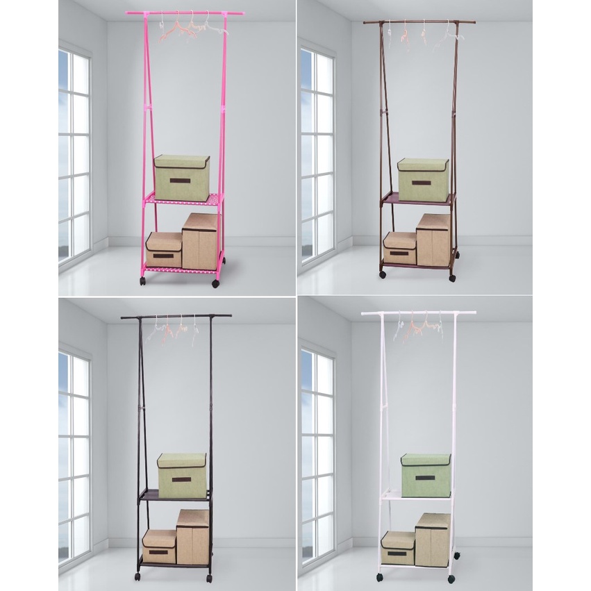 KYF SHOP Single Clothes Rail With Shelf Castors With (Triangular Shape ...