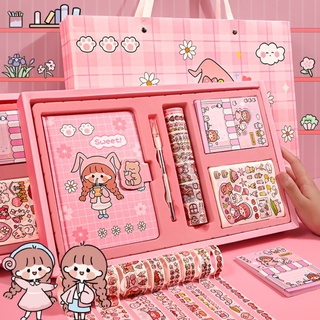 INS Cute Notebook Sticker Set Luxury Gift Box Birthday Book Set Gift ...