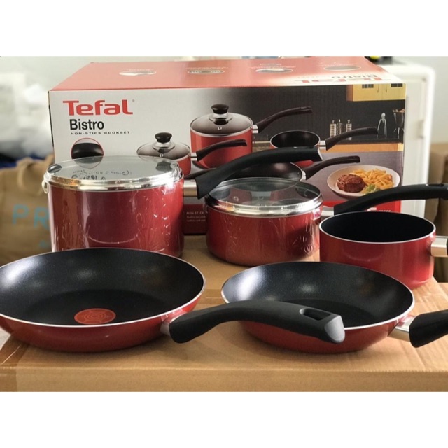 Tefal Original Red Bistro / Black Delight set of 5pcs + 2lid Set ...