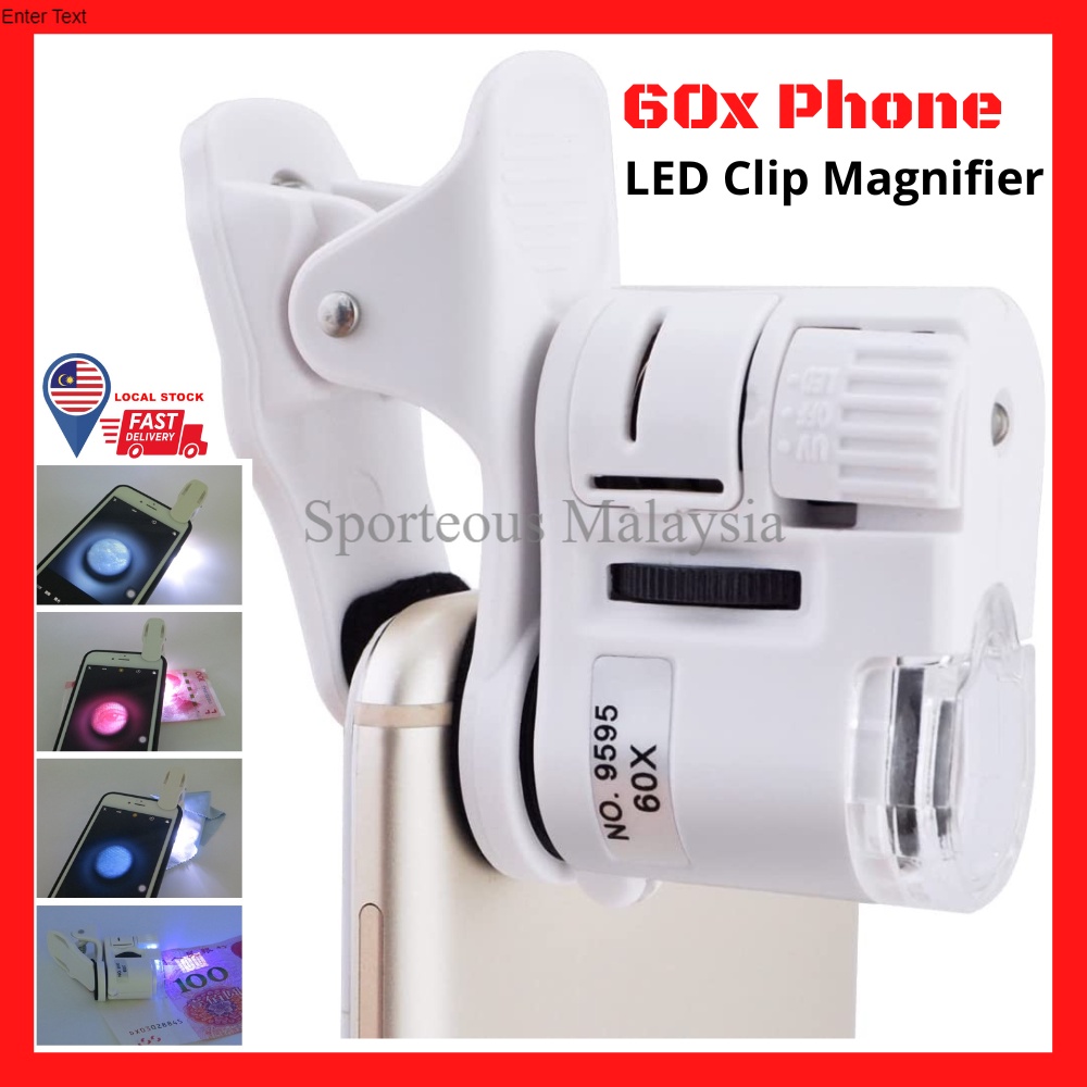 🇲🇾 READY STOCK Universal Phone Camera Clip Microscope 60x Magnifier ...