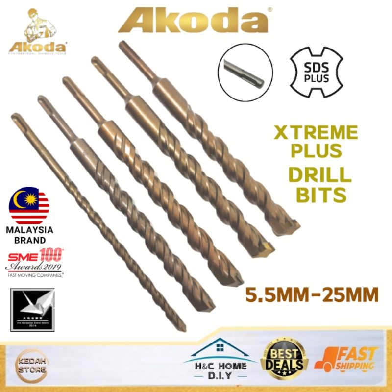 AKODA SDS Plus Xtreme Plus Hammer Drill Bits ( 5.5x160mm~25x260MM ...