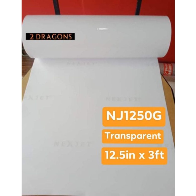 12.5in x 3ft Cut Nexjet NJ1250G Printable Clear/Transparent Sticker for ...