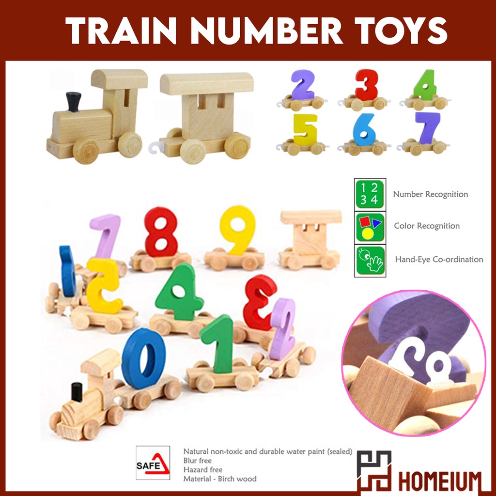 Homeium Wooden Toys Number Train Color Recognition Baby Kid Educational ...