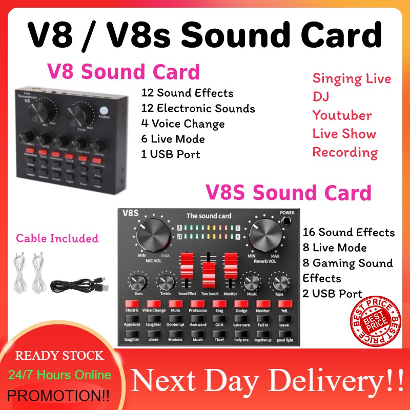 *HIGH QUALITY* V8 / V8S Audio Bluetooth Sound Card Live Broadcast Equipment Set Full Set Of ...