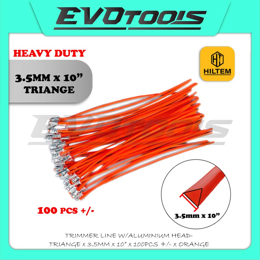 HILTEM TRIMMER LINE W/ALUMINIUM HEAD-TRIANGLE X 3.5MM X 10”+/-100PCS ...