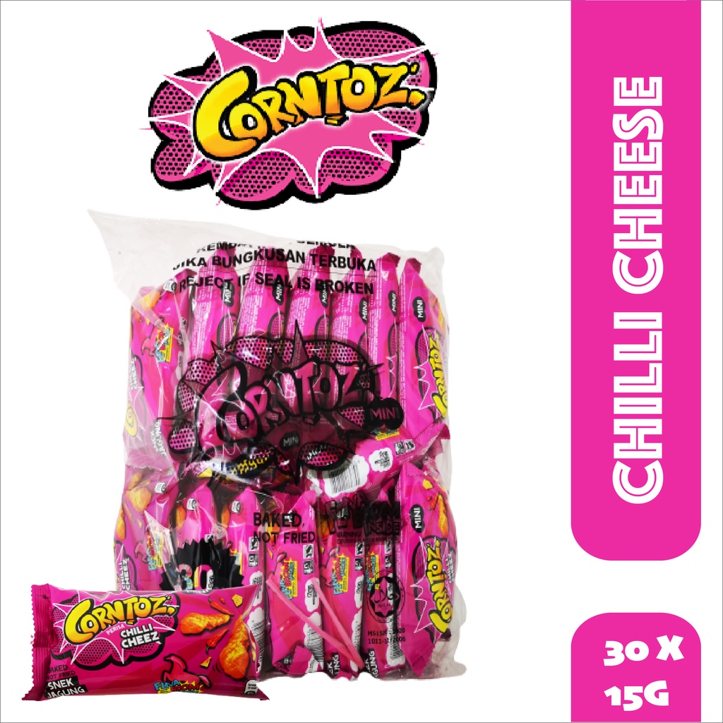 Corntoz Crackers Mini 15g x 30 Pack Chili Cheese Corn Snack Makanan ...