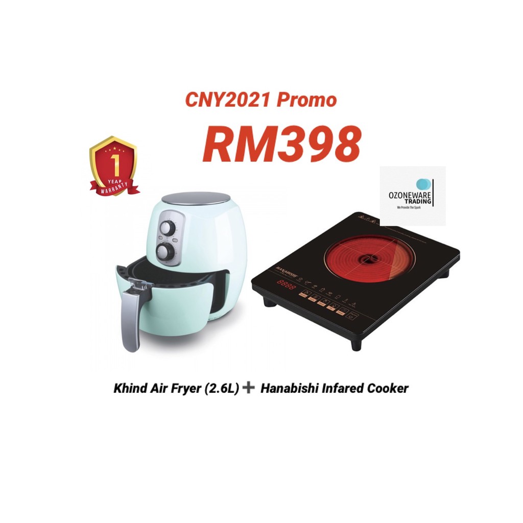 Khind Air Fryer ARF26 + Hanabishi Infrared Ceramic Cooker HA1368IRC ...