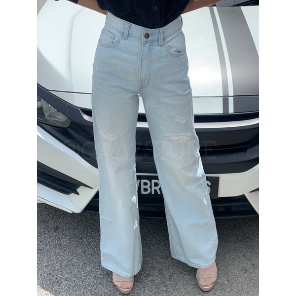 LONG PALAZO KYRA RIP LIGHT BLUE | Shopee Malaysia