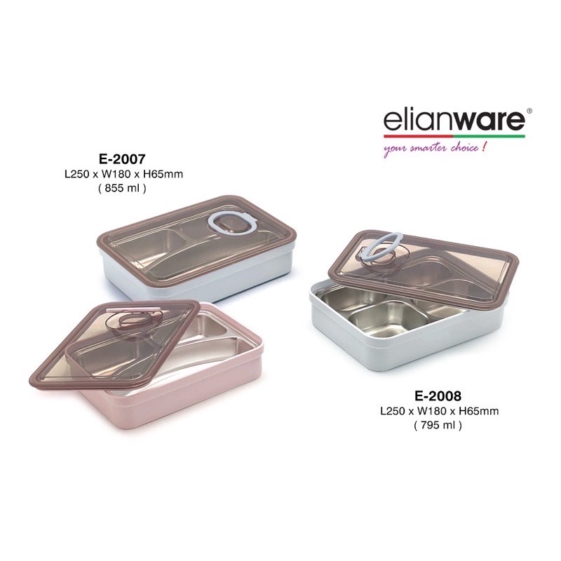 Elianware E-2007/E-2008 3/4 Compartments Bento Lunch Box Food Keeper ...