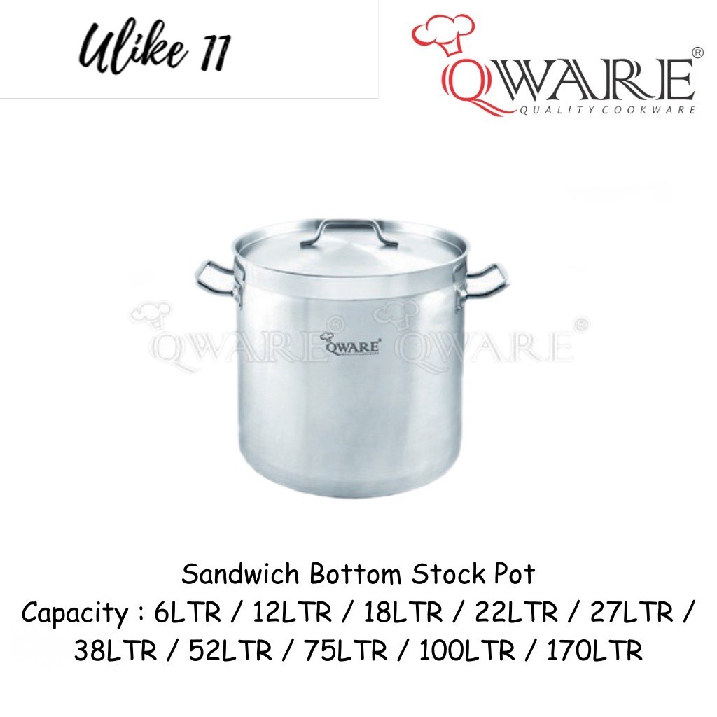 Qware Stainless Steel Sandwich Bottom Stock Pot / Soup Pot (6LTR ...