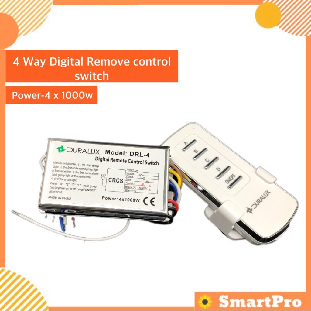 Digital Remote Control Switch 4 Way DRL-4 | Shopee Malaysia