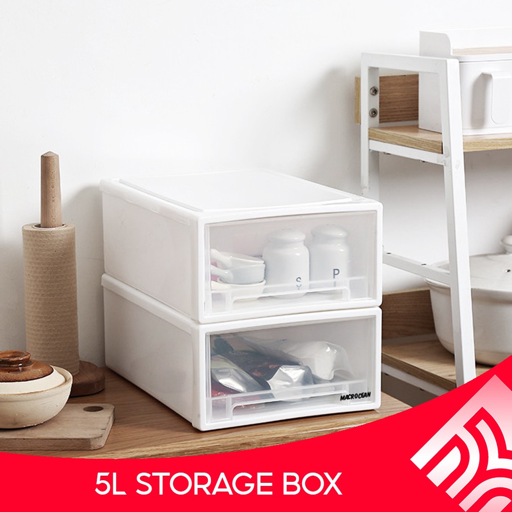 Macrocean 5L Stackable Plastic Wardrobe Drawer Rack Storage Box ...