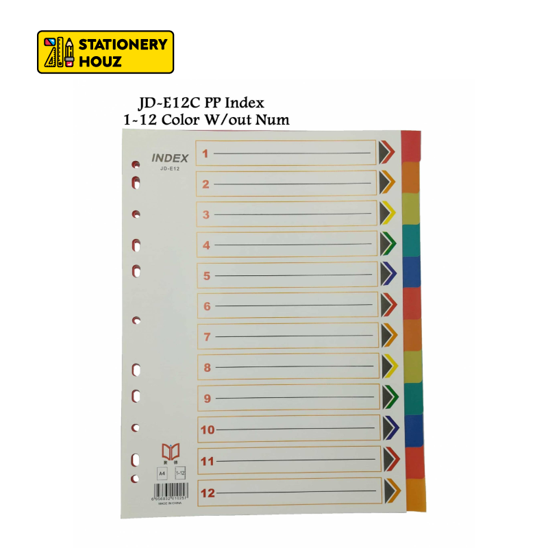 Stationery Houz A4 PP Index Divider/COLOR & GREY/Plastic Index Divider ...