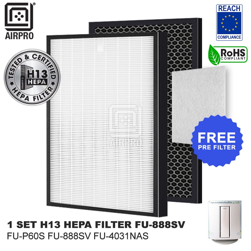 AIRPRO Sharp FZ-40SEF Air Purifier HEPA H13 & Deodorizing Filter for FU ...