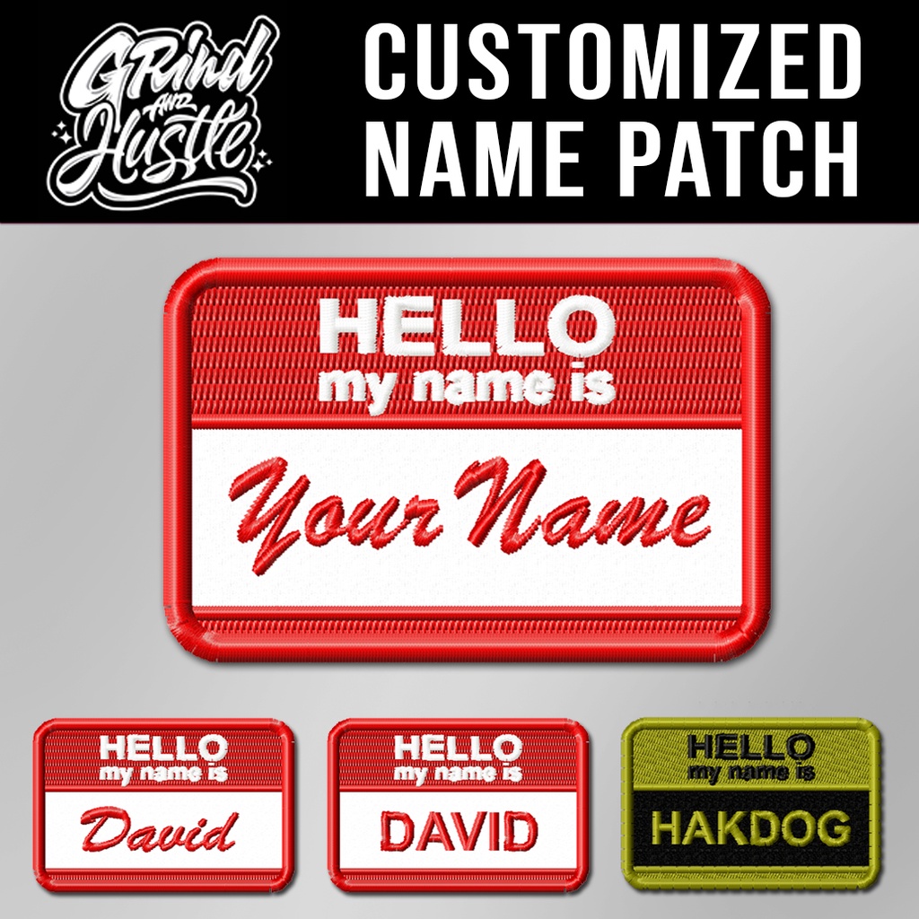 HELLO MY NAME IS CUSTOM NAME PATCH (IRON ON, VELCRO, SEW-ON) | Shopee ...