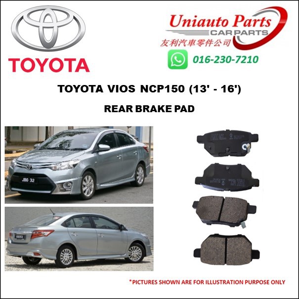 TOYOTA VIOS NCP150 (13' - 16') REAR FRONT BRAKE PAD DEPAN BELAKANG ...