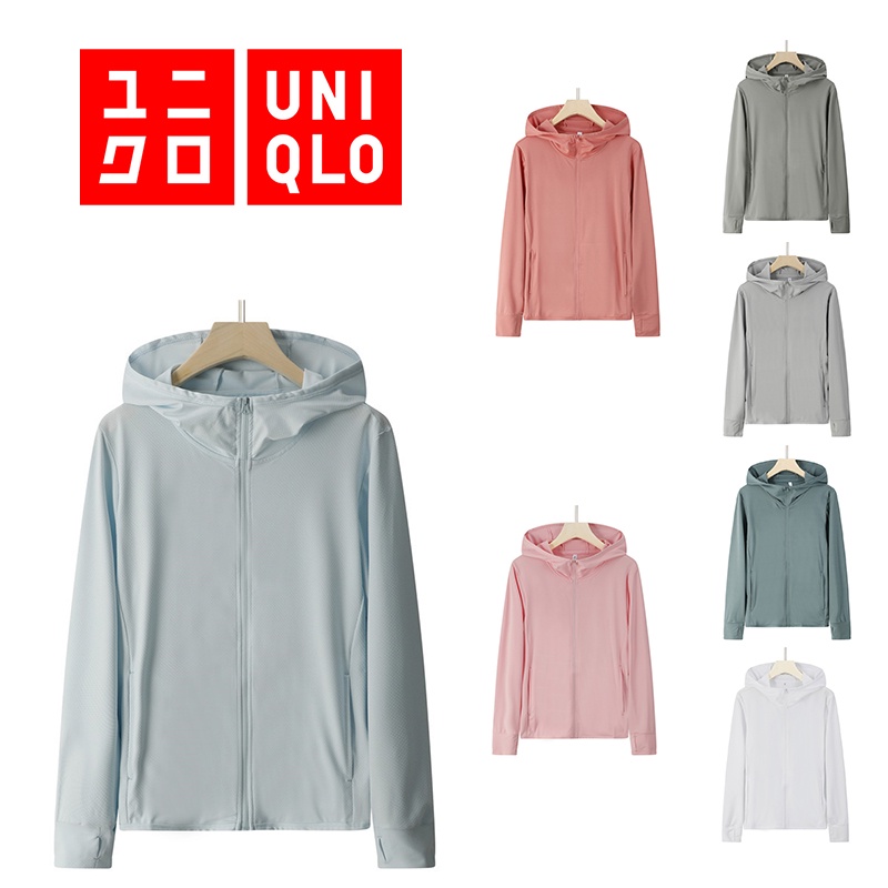 M-4XL Uniqlo Classic Women Jacket Airism UV Protection UPF 50+ Mesh Long Sleeve Full Zip Hoodie ...
