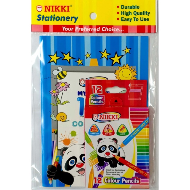 1 Set Nikki Stationery Set (A5 Colouring Book + Colour Pencil Small ...