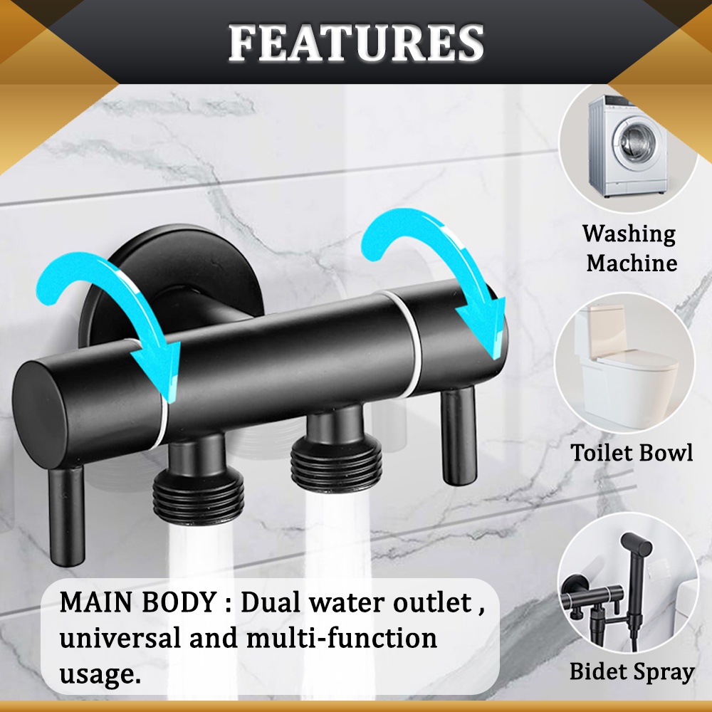 [FULL SET] Borong365 Dual Tap Bidet Spray Set Bathroom Faucet Paip ...