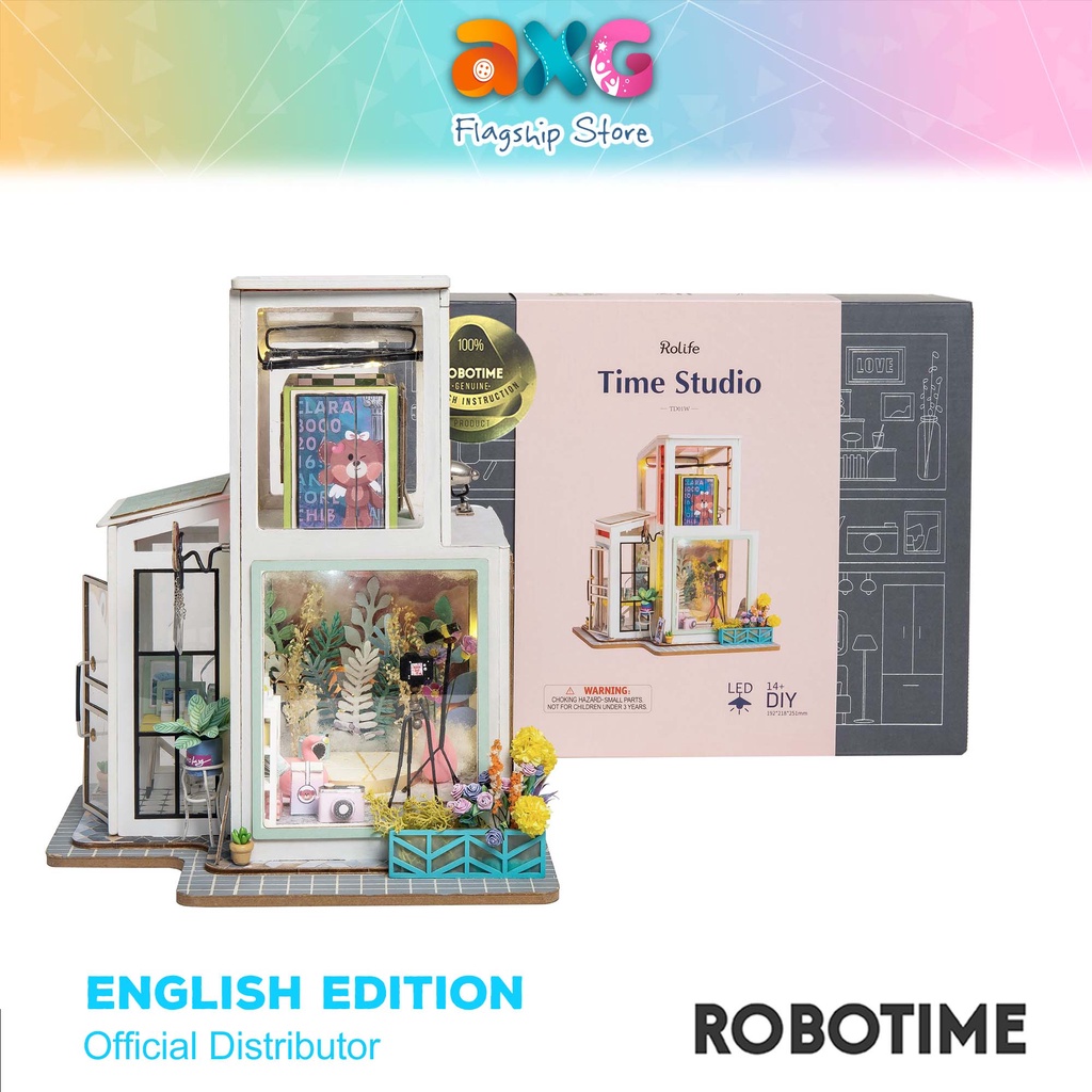 Robotime Rolife Wooden Time Studio Miniature Dollhouse TD01W | Shopee ...