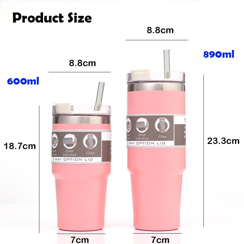 VACUUM INSULATED MUG 600 & 890ml 304 Stainless Steel Thermo Cup Travel ...