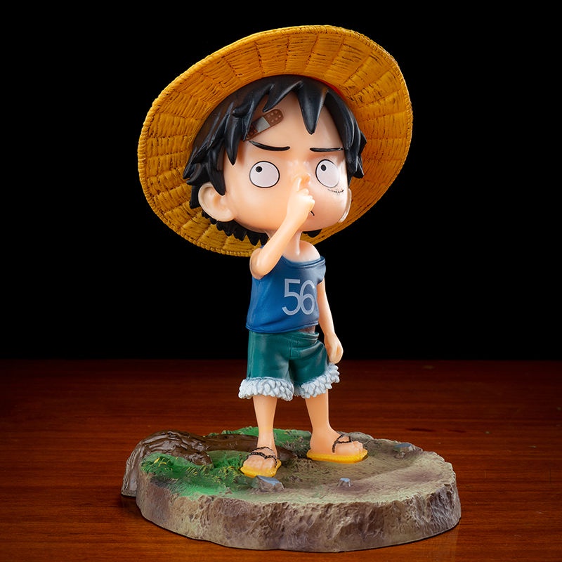 15cm Anime Figure One Piece Monkey D Luffy Toys Q Version Nose Picking ...