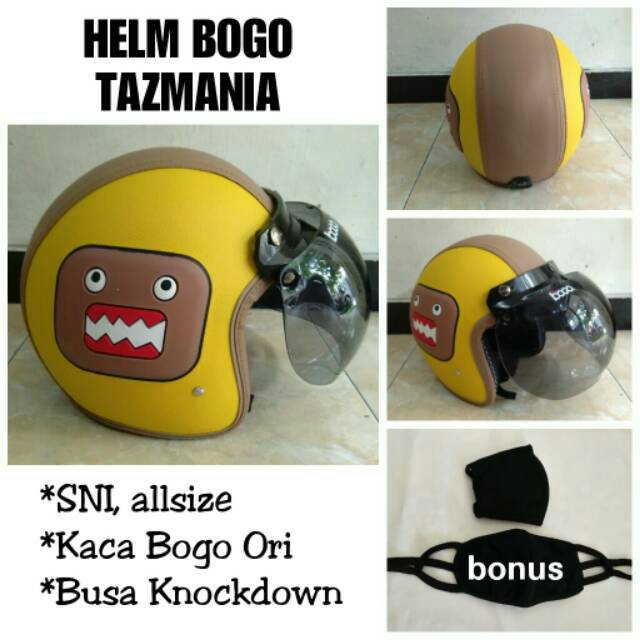 MERAH Doff Red Retro Bogo Helmet, Tazmania Retro Bogo Helmet, Yellow ...