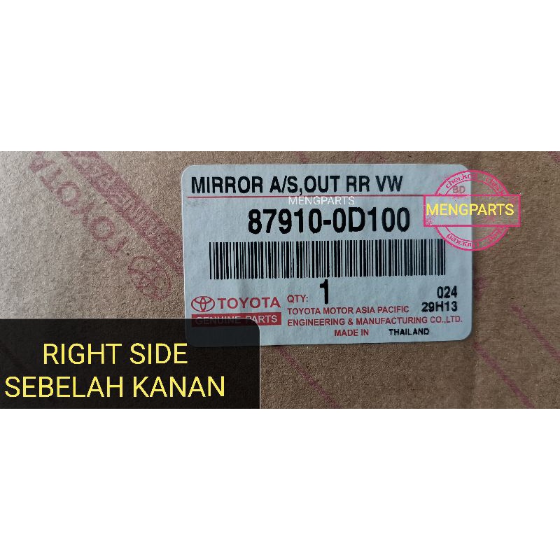 TOYOTA VIOS NCP42 2003 - 2006 SIDE MIRROR ASSY CERMIN SISI (NO SIDE ...