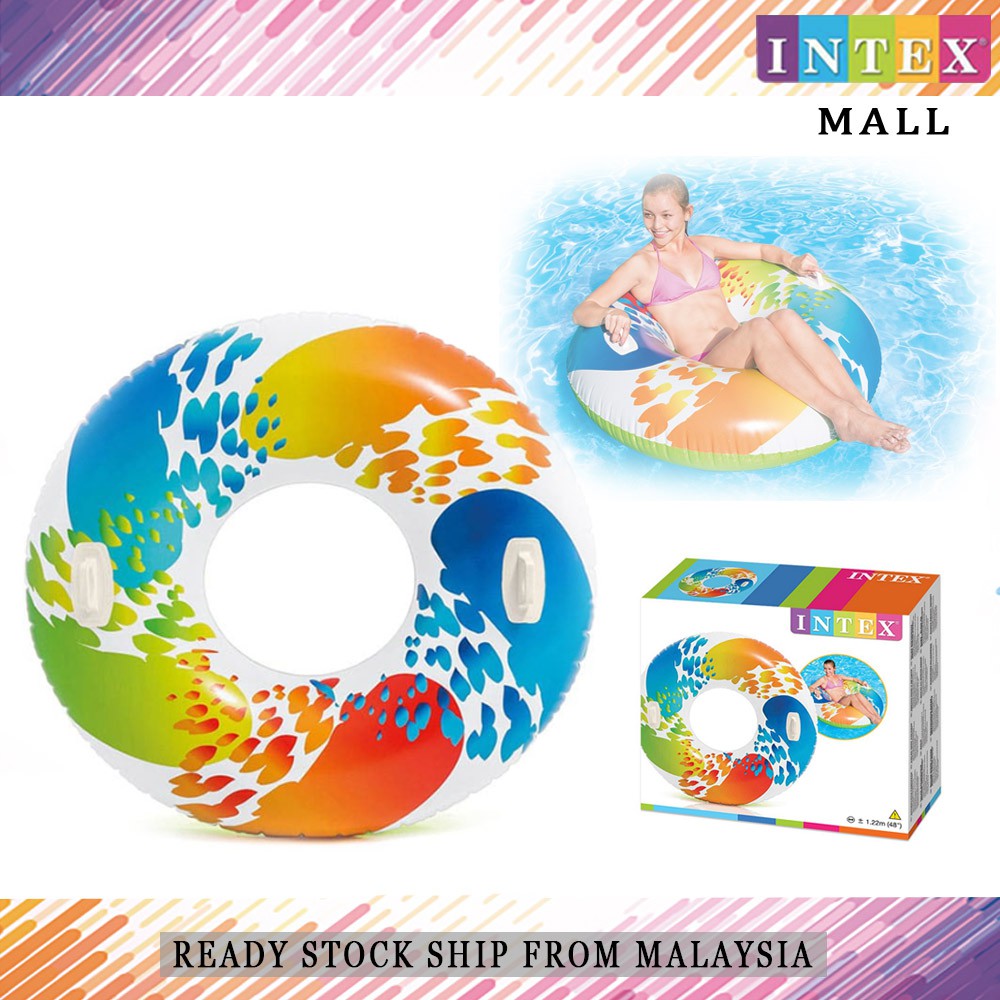 INTEX 58202 122CM Inflatable Giant Swimming Pool Ring With Handle ...