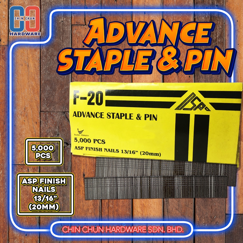 ADVANCE STAPLE & PIN F-20|FINISH NAILS 13/16" (20mm)|AIR NAIL GUN ...