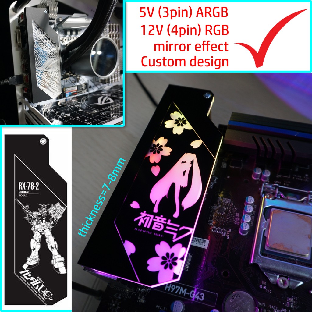 Custom Made: Black White Motherboard IO Shroud Light Board 5V ARGB 12V ...