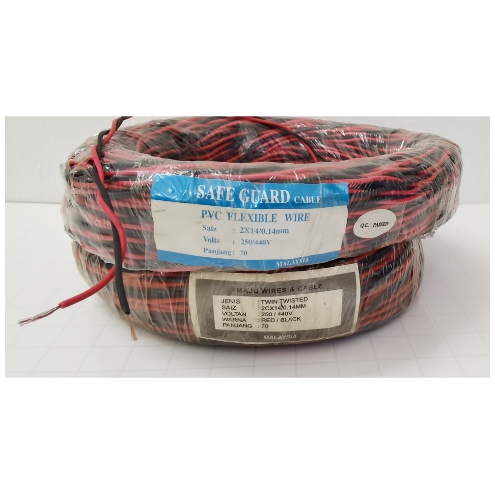 CABLE Twin Twisted Wire14/0.14mm x 2 Core (Black / Red) | Shopee Malaysia