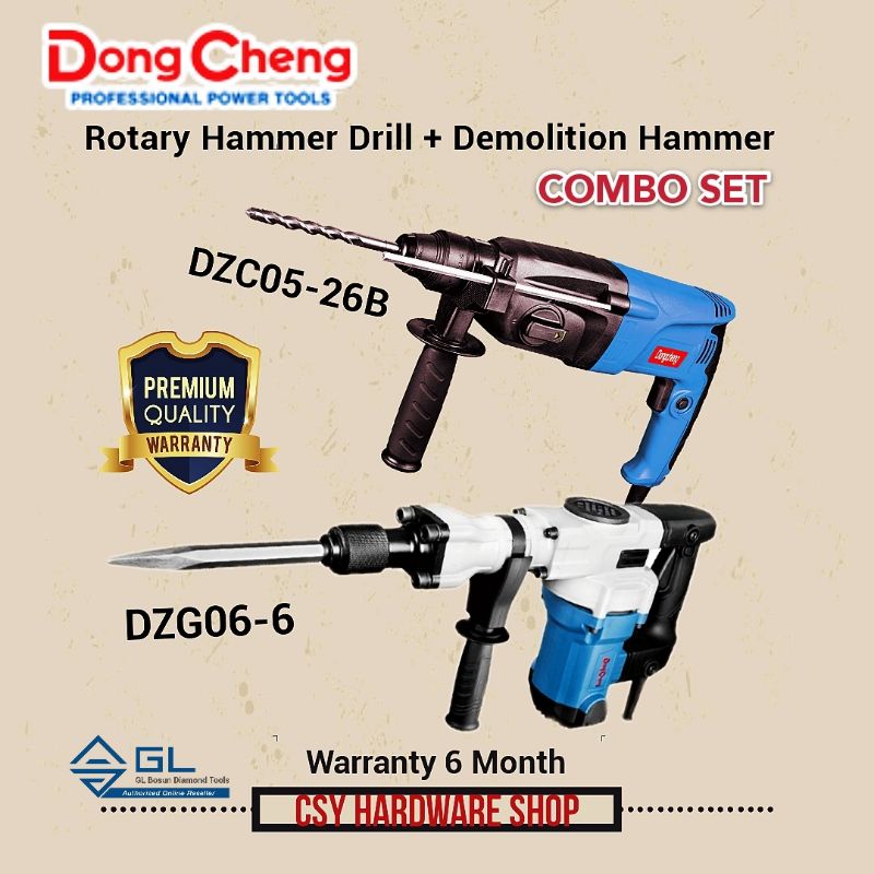 DONG CHENG Demolition Hammer DZG06-6 + Rotary Hammer Drill 3 Function ...
